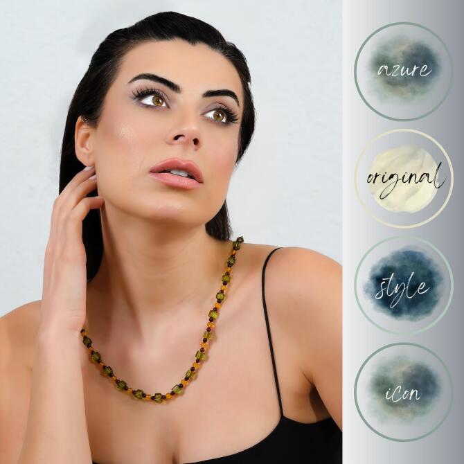 Azure Jewel Karayip Damla Kehribar Kolye Ve Küpe Seti Yeşilin Büyüsü ...