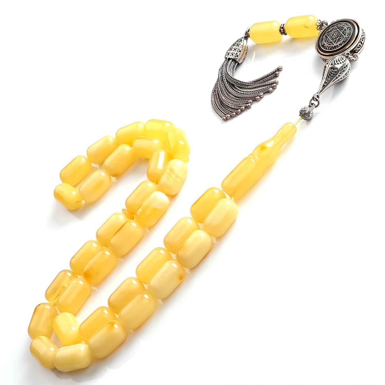 Koleksiyonluk Yumurta Kesim Damla Kehribar Tesbih