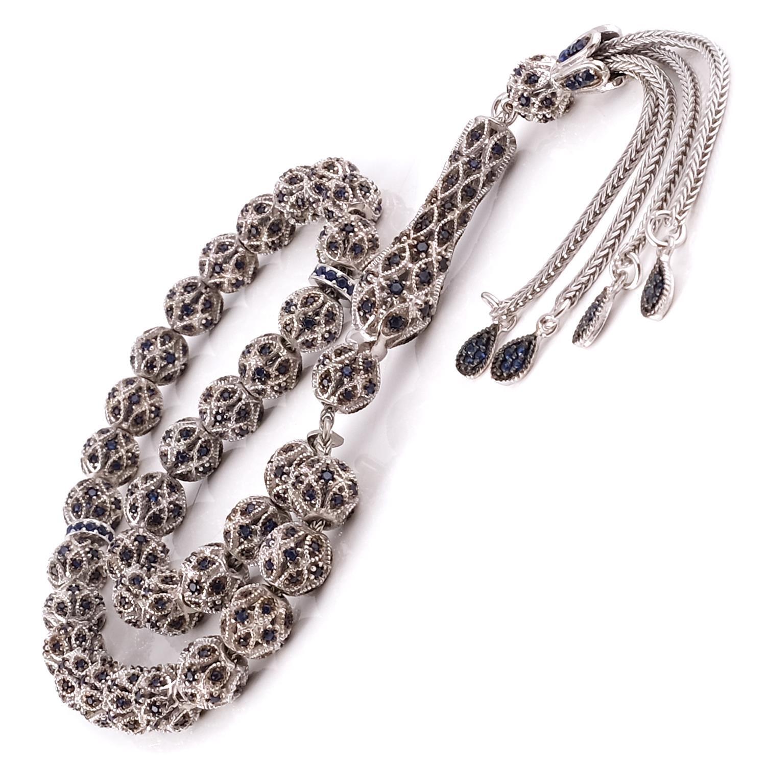 Zirkon Tasarım Silver Blue Gümüş Tesbih